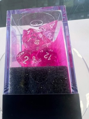 Chessex Mini-Polyhedral 7 Die Dice Set Translucent Pink / White NEW ...