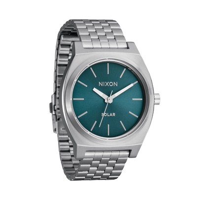 Nixon "Time Teller Solar" Watch (Silver/Dusty Blue) Stainless Steel ...