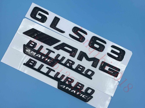 Gloss Black "GLS63 AMG BITURBO 4 MATIC" Number Emblem Sticker for ...