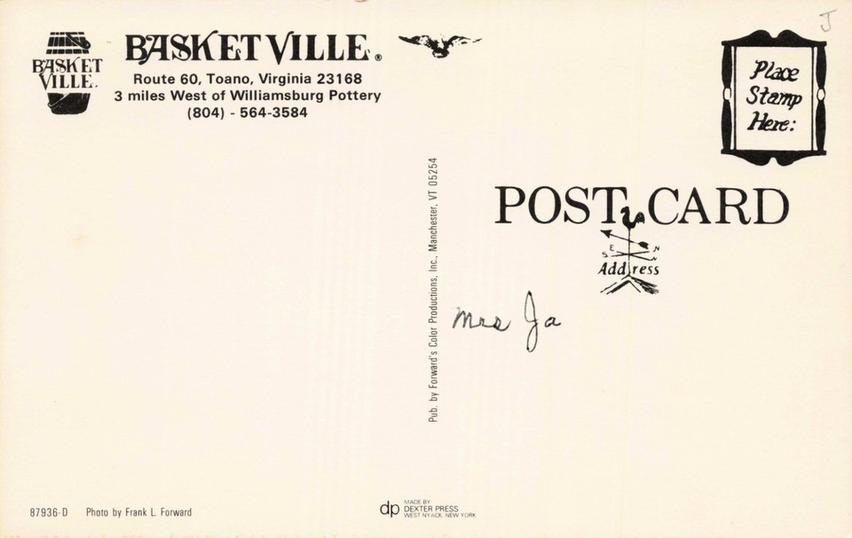 Toano Virginia Basketville Vintage Standard Postcard Unposted | eBay