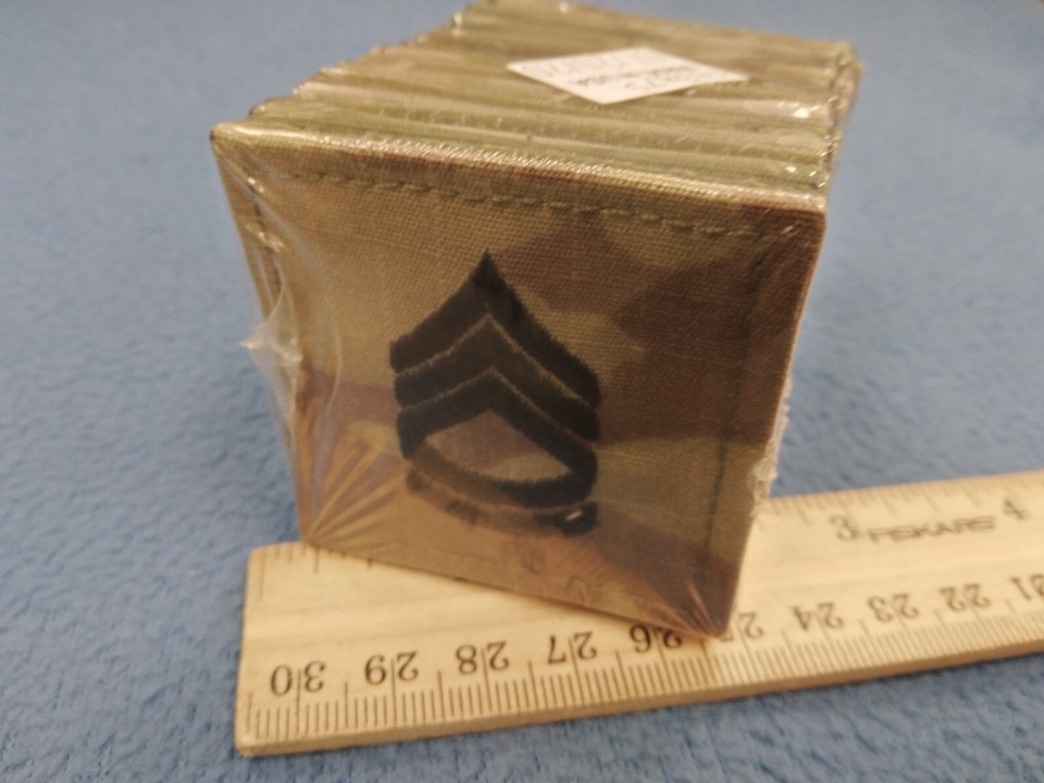 BUNDLE OF 20- ARMY SERGEANT FIRST CLASS CAMO 2 X 2 HOOK BACK RANK ...