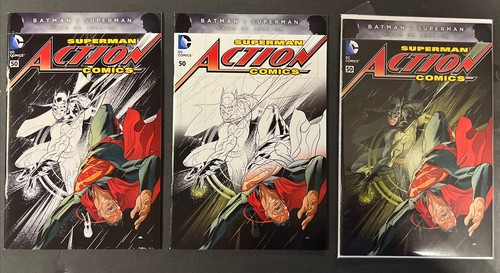 Action Comics Vol 2 50 (2016) DC Comics Color/Sketch/BW Poly Bag Set ...