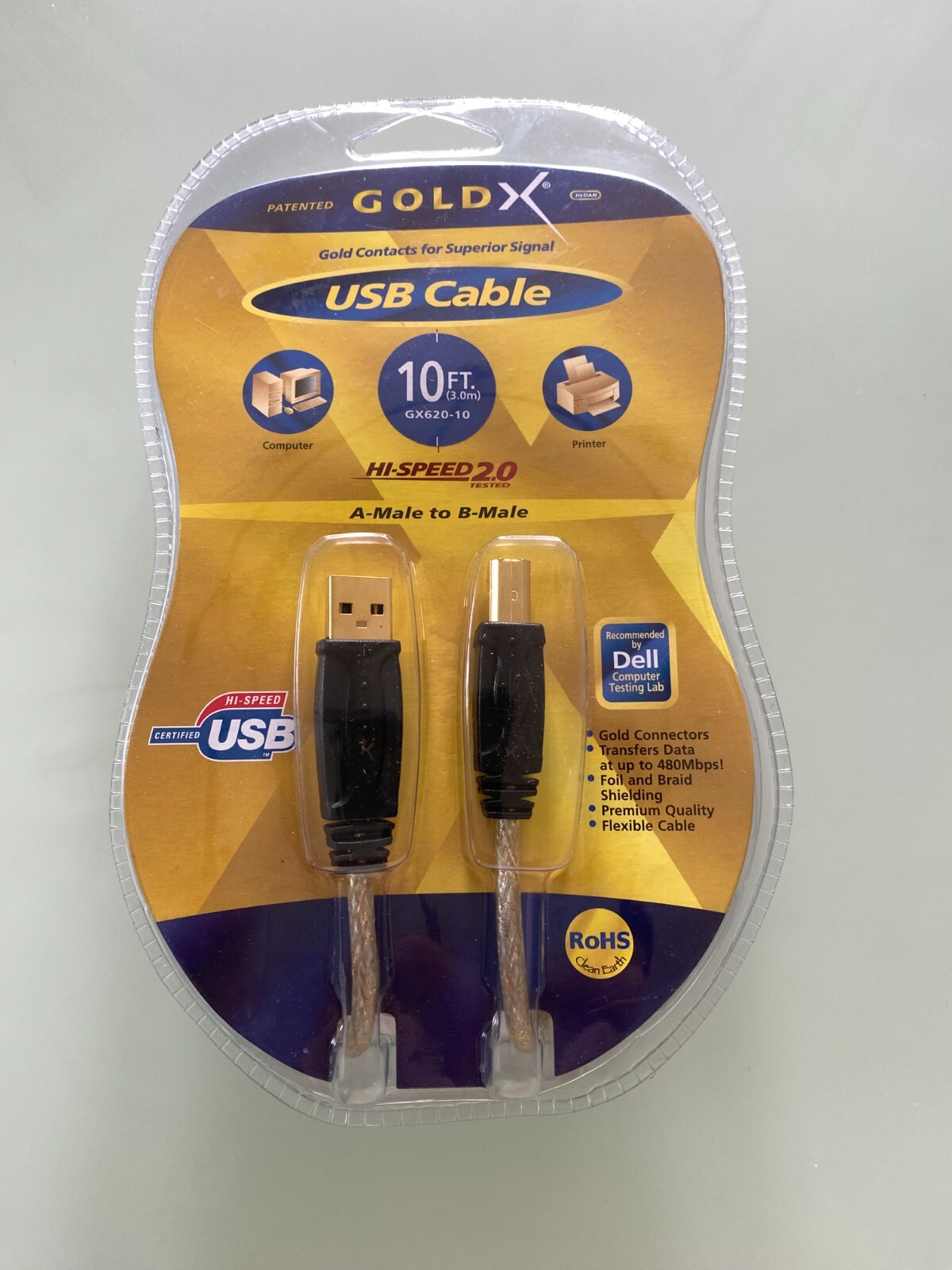 GoldX Hi-Speed USB 2.0 Device Cable, 10' 24K gold Printer Cable - Lot ...