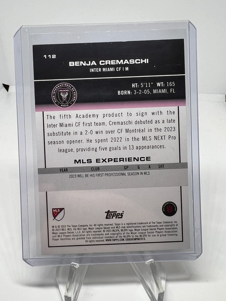 2023 Topps MLS Soccer Benja Cremaschi RC #112 Inter Miami | eBay