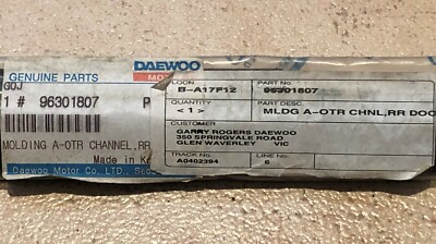 DAEWOO NUBIRA J100 J150 DOOR WINDOW STRIP 96301807 GM HOLDEN CHEVROLET ...