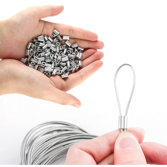 200 Pcs Aluminum Crimping Loop Sleeve 1/16" Cable Ferrule Wire Rope ...