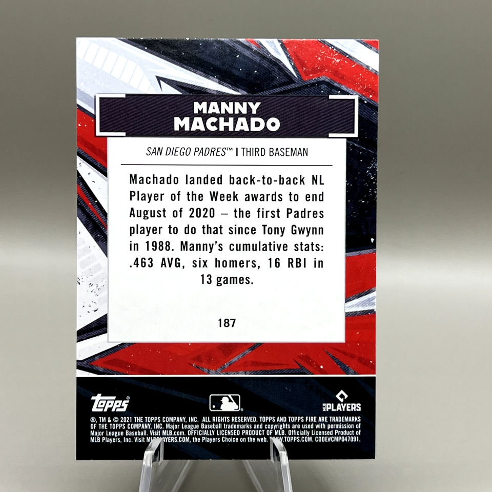 2021 Topps Fire Gold Minted parallel #187 Manny Machado San Diego ...