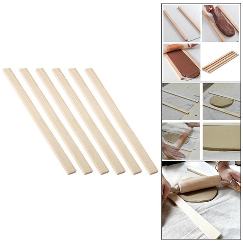 6x Portable Measuring Dough Strips Pottery Clay Wooden Rolling Pin ...