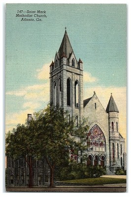 St Mark Methodist Church Atlanta GA Postcard Vintage Gothic Revival ...