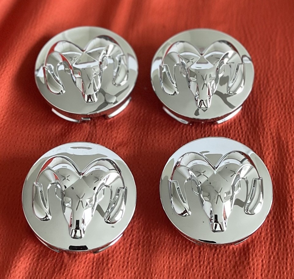 4x Glossy Silver Dodge 63mm Wheel Center Caps Fits Challenger Charger ...