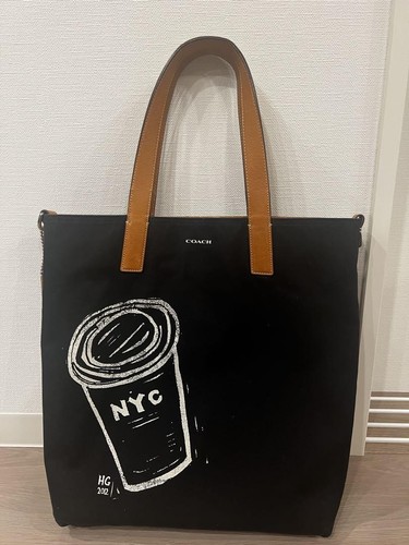 COACH x Hugo Guinness collaboration tote bag in leather and canvas # ...
