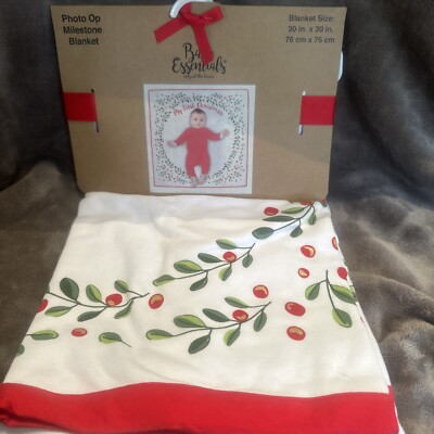 Baby Essentials My 1st Christmas Photo Op Milestone Blanket 30" red ...