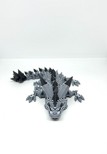 Crystal Dragon Articulated Baby Zebra Pattern Black/White 3D Printed 7 ...