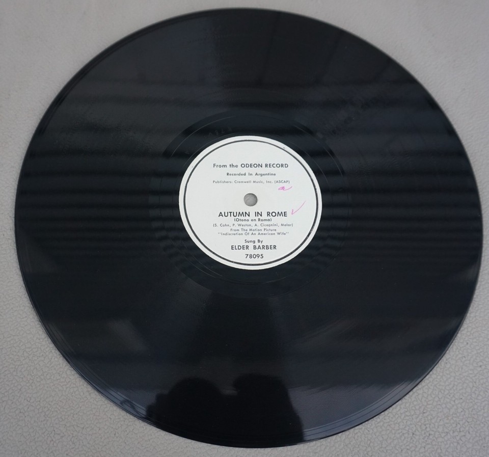 Rare Elder Barber Autumn In Rome Indiscretion Odeon Record White Label ...