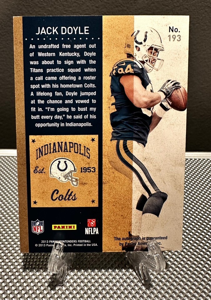2013 Contenders JACK DOYLE Auto Rookie Ticket Autograph RC🔥Indianapolis ...