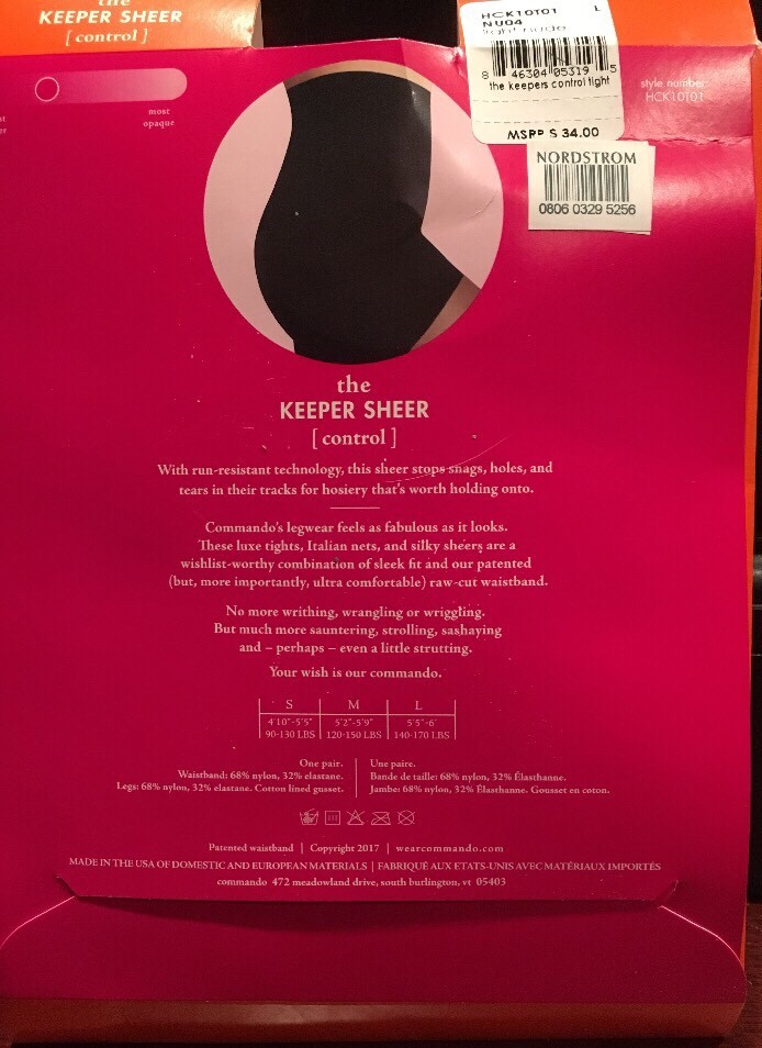 Commando The Keeper Sheer Shaping Run Resistant Control Top Panty Hose ...