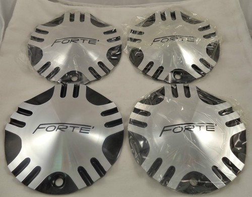 Forte Wheels Black and Silver Custom Wheel Center Caps Set of 4 # C-055 ...