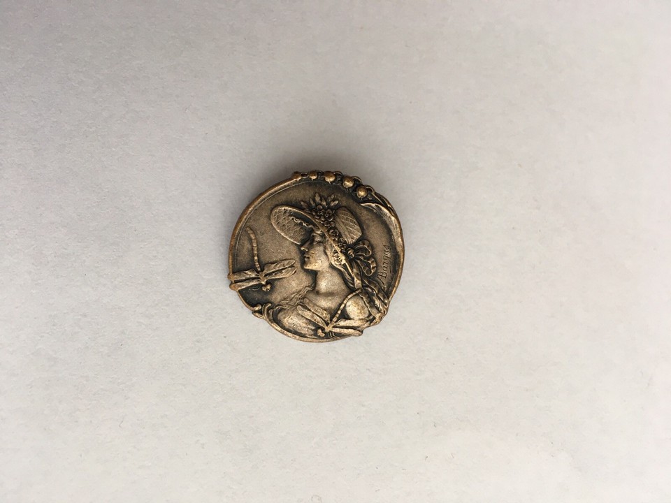 RARE! Set Of 10 Armand Bargas Signed French Buttons Nouveau Lady w ...