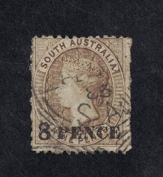 1876 Cancel on South Australia Used 8 Pence Overprint on 9 Pence Stamp ...