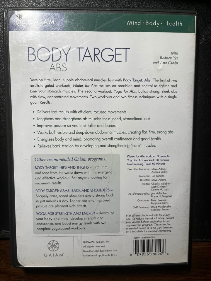 Body Target Abs GAIAM Mind Body Health Flatten & Tone Abs w Rodney Yee ...