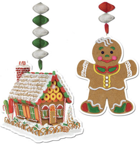 BEISTLE CHRISTMAS GINGERBREAD MAN GINGERBREAD HOUSE DANGLERS PARTY ...