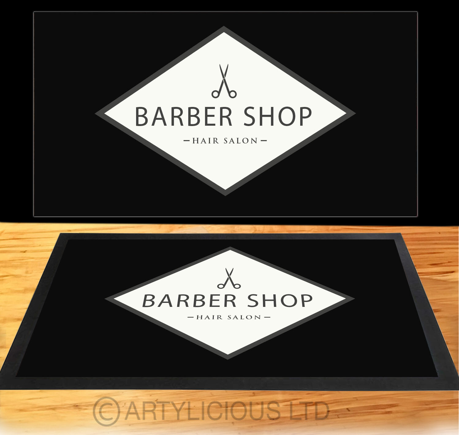 Barbershop Black & Grey Hair Salon mats Barber Shop Counter mat | eBay UK