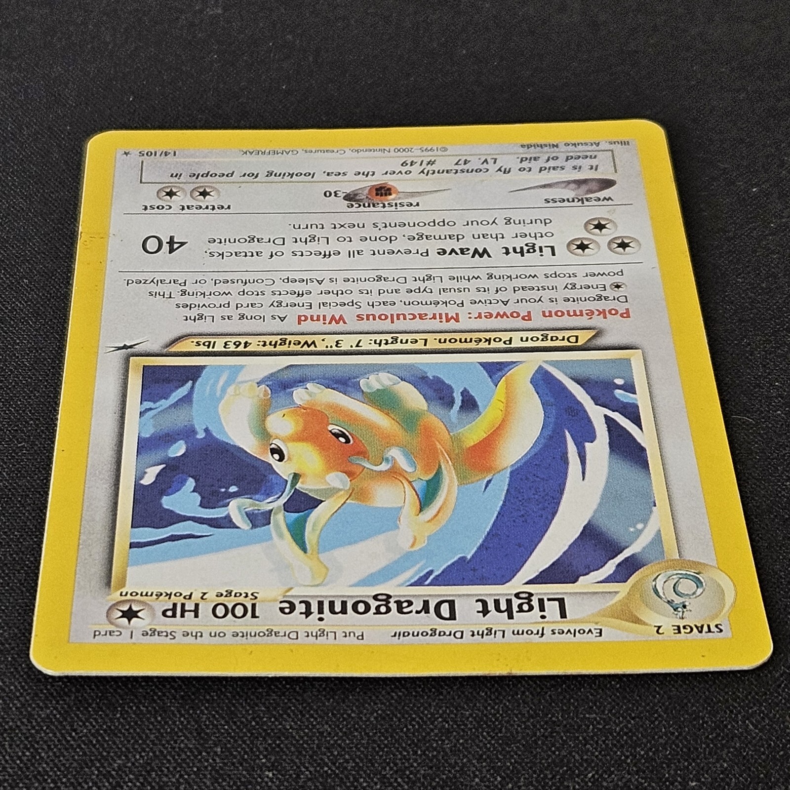 DAMAGED 14/105 Light Dragonite Neo Destiny Swirl Holo Rare Pokemon TCG ...