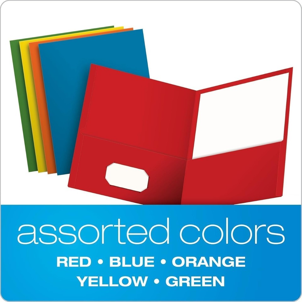 Oxford Two-Pocket Folders, Assorted Colors, Letter Size, 25 per box ...