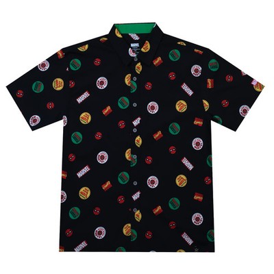 Heroes & Villains Make Mine Marvel Button Down Short Sleeve Shirt Sz ...