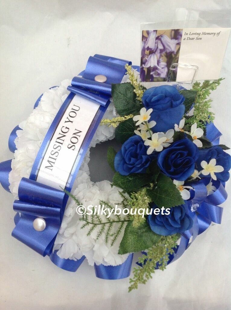 Funeral Flower Wreath Ring Tribute Artificial Silk Rose Cluster ...