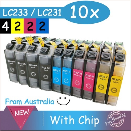 10 x Ink Cartridges for Brother LC233 LC-233 DCP-J4120DW MFC-J4620DW ...