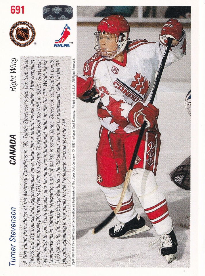 1992 Upper Deck #691 Turner Stevenson Canada + Free Mystery Card | eBay