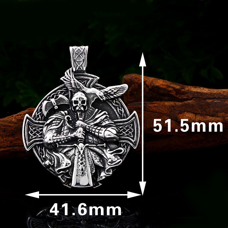 Mens Vintage Viking Norse Odin Warrior Raven Shield Pendant Necklace ...