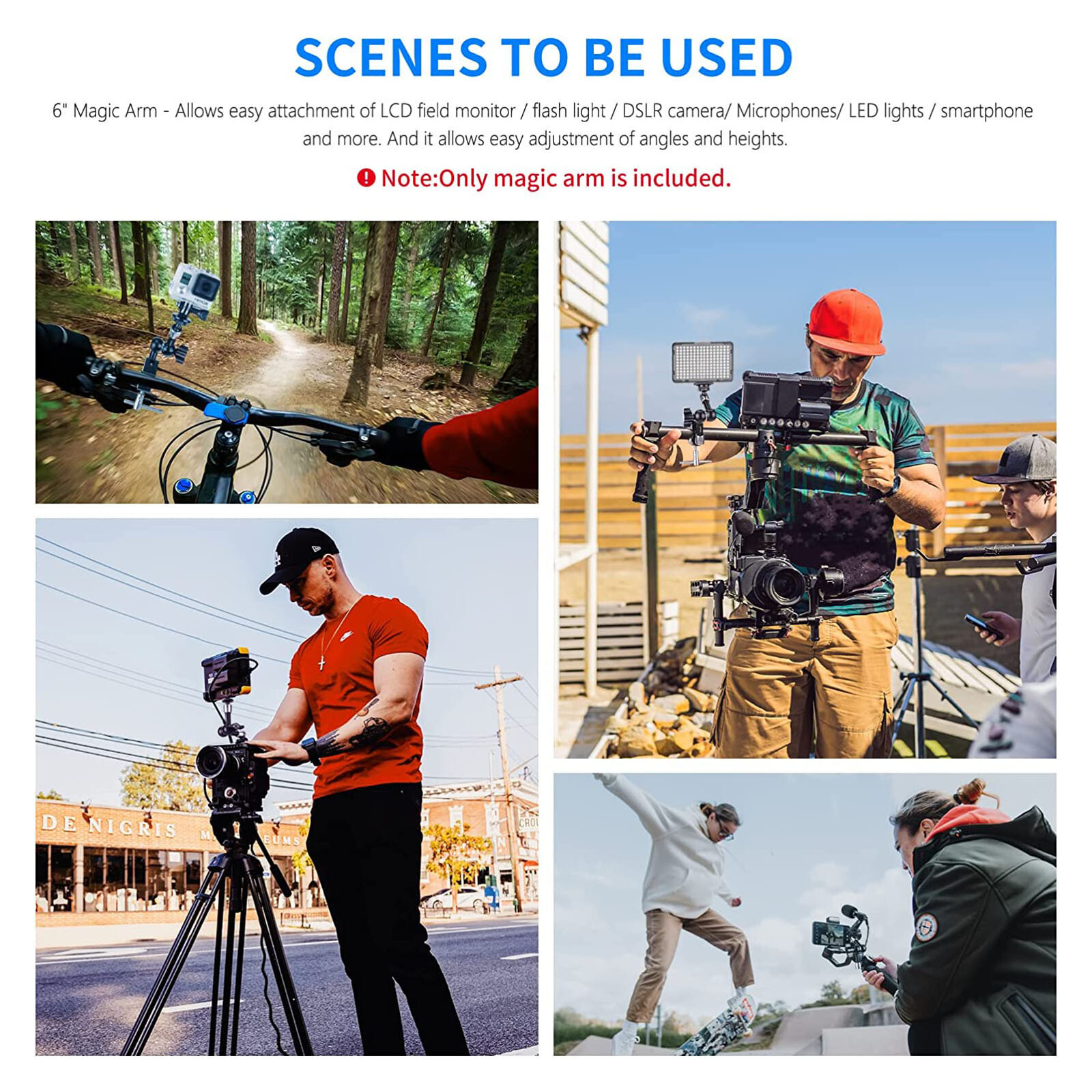 5.9"/15cm Friction Magic Arm with 1/4" Screw for Flash LED Light Mic ...