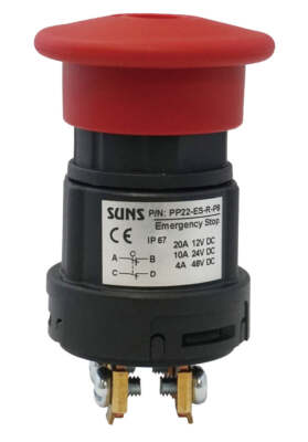 SUNS PP22-ES-R-P8 22mm Emergency Stop Switch Push-Pull IP67 2NC 87941 ...