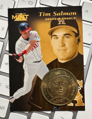 1997 Pinnacle Mint Tim Salmon #24 + Brass Coin Baseball Trading Card ...