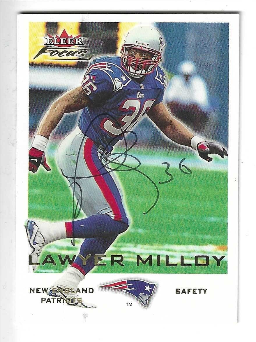 Signed Lawyer Milloy Patriots 2000 Fleer Focus Football Card #168 w/COA ...