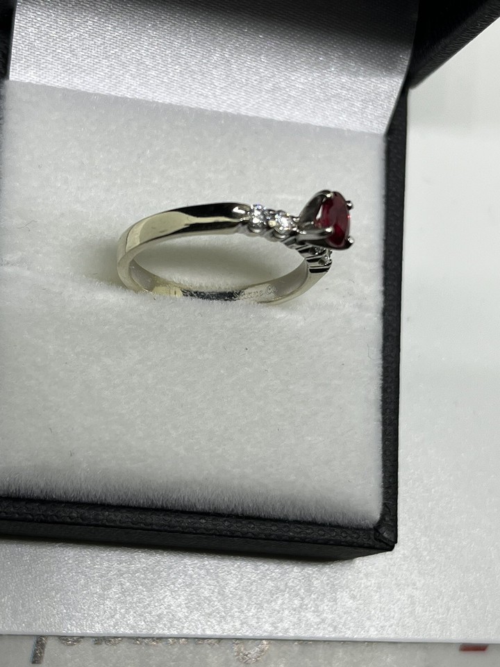 Shane Co. 14k White Gold Ruby & Diamond Engagement Ring Size 6.25 | eBay