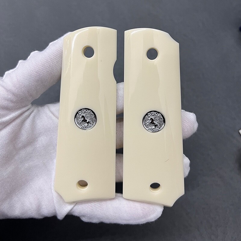 1911 Grips Full Size COLT Springfield Ivory Silver Horse Medallion W ...