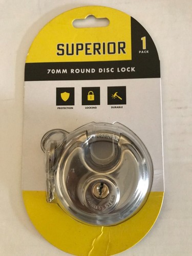 BRAND NEW HEAVY DUTY HIGH SECURITY 70MM ROUND CIRCULAR DISC STEEL LOCK ...