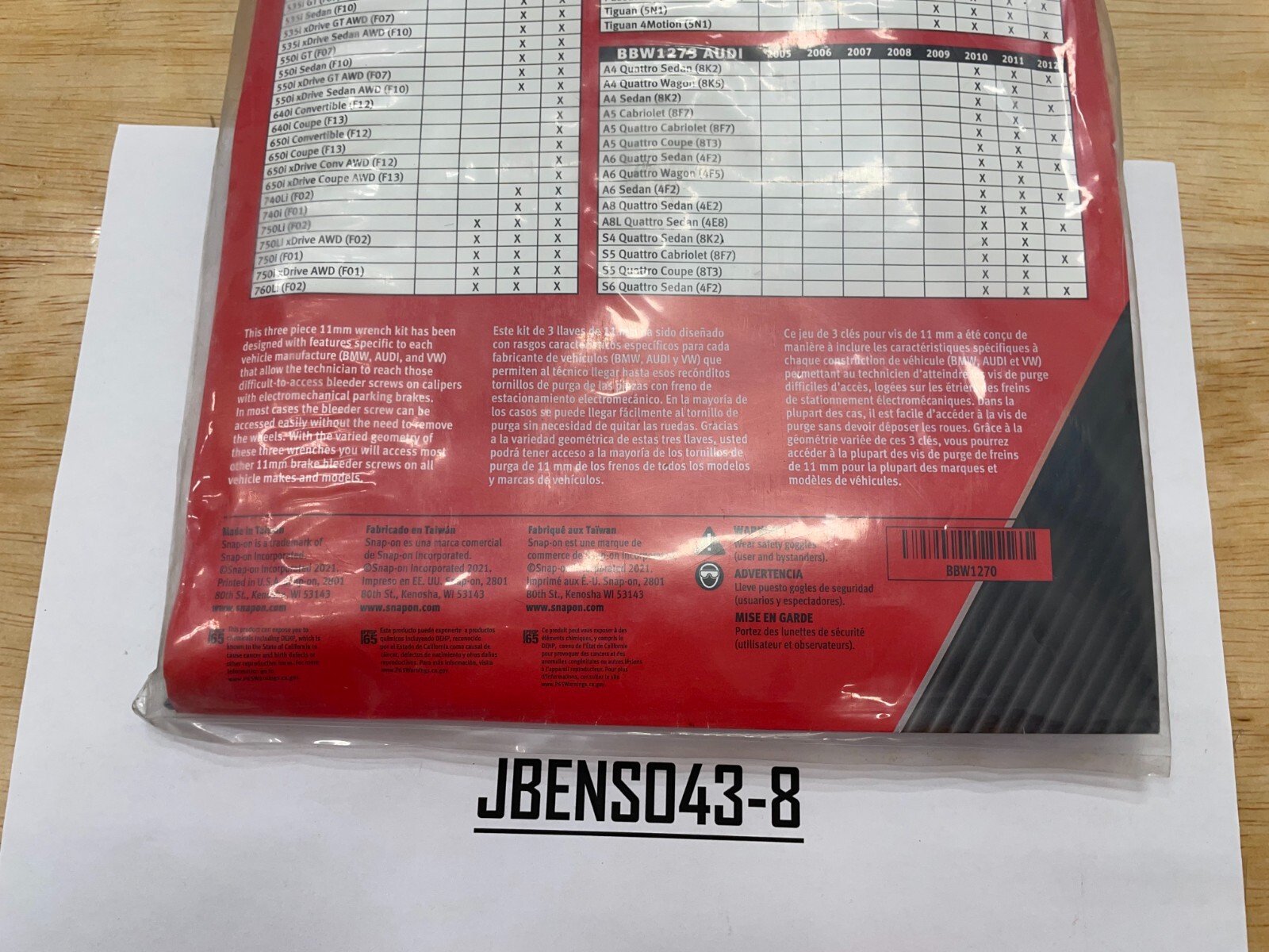 Snap-on Tools BBW1270 11mm Brake Bleed Wrench Set 3pc for sale online ...