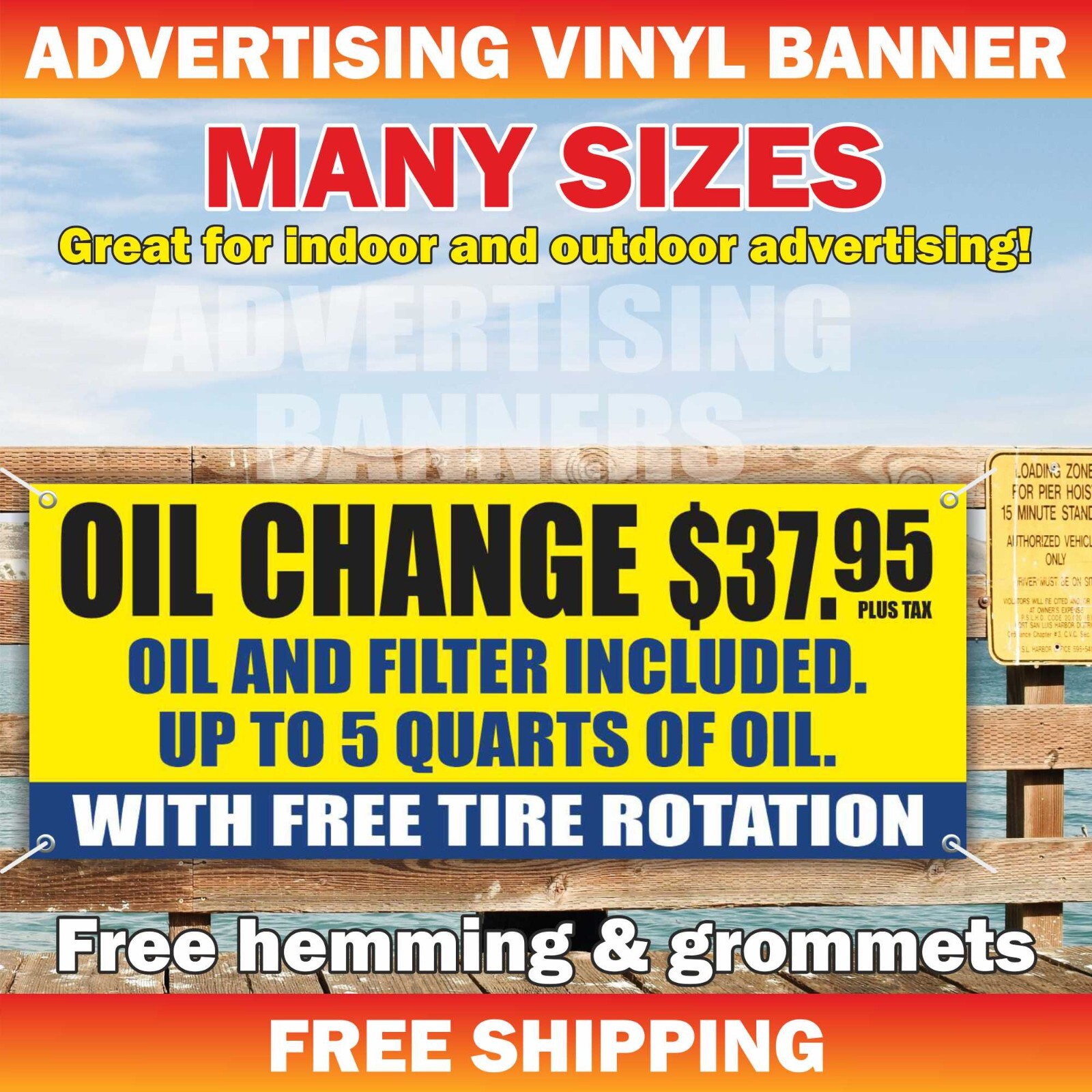 OIL CHANGE Advertising Banner Vinyl Mesh Sign Tune Ups Brakes auto ...