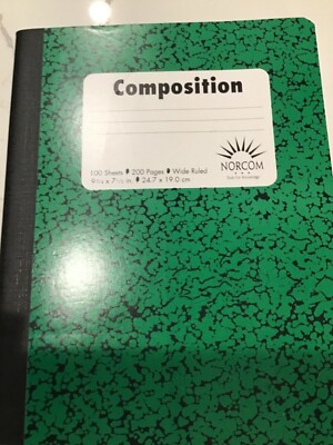 Marble Wide Ruled 100 Sheets/200 Pages Composition Book - Green (Norcom ...