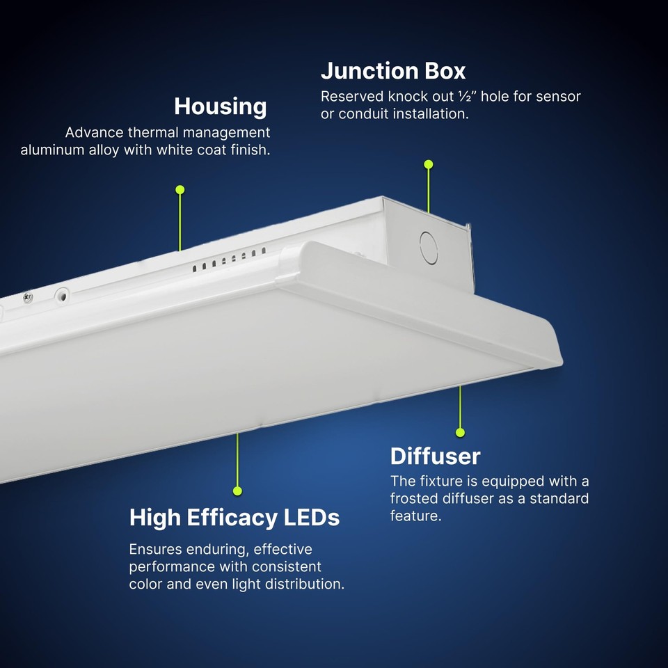 2 FT Linear LED Shop Light, 165W, 22,434LM, Industrial & Warehouse Use ...