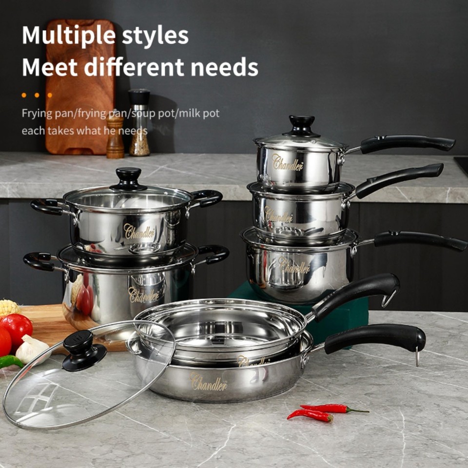 Chandler Stainless Steel Cookware Set,13-piece Pots and Pans with ...