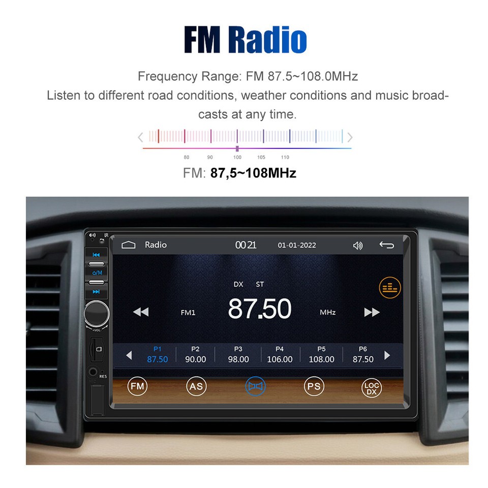 Universal 1/2DIN 7" Car Stereo Wireless Carplay Android Auto Bluetooth ...