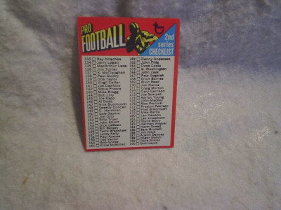 1971 TOPPS FOOTBALL CHECKLIST CARD #106 2nd SERIES,nitschke,sayers ...