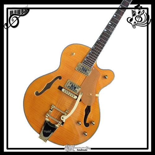Custom L5 Electric Guitar Yellow Flamed Ample Top Archtop Gold Hardware ...