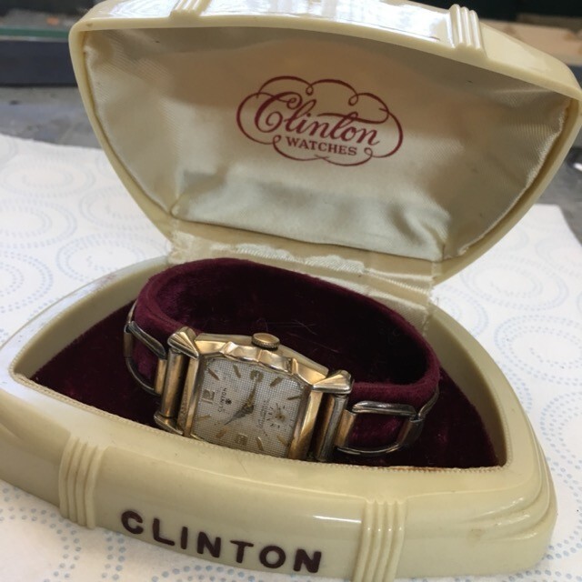 Vintage CLINTON 17 Jewel Men's Mechanical Wristwatch Swiss 10k RGP Art ...