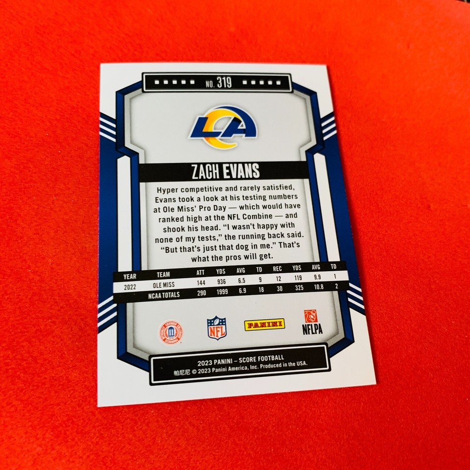 Zach Evans ROOKIE RED Ole Miss Rebels / Los Angeles Rams 2023 Score ...